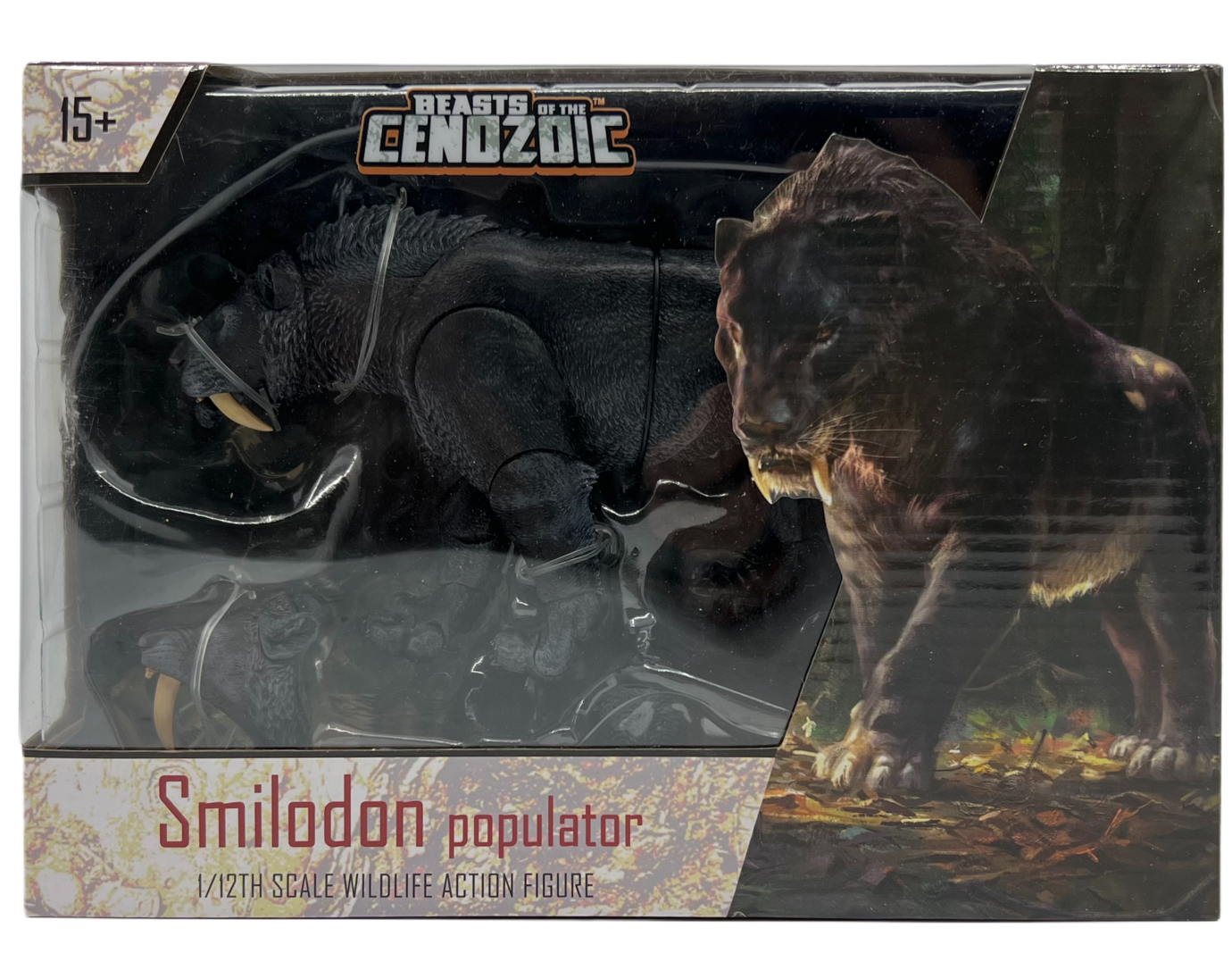 BEAST OF CENOZOIC SMILODON SABRETOOTH ACTION FIGURE BLACK VARIANT RARE ...